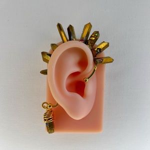 Jewelry | Pair Of Gold Titanium Quartz Pyrite Ear Cuffs No Pierce ...